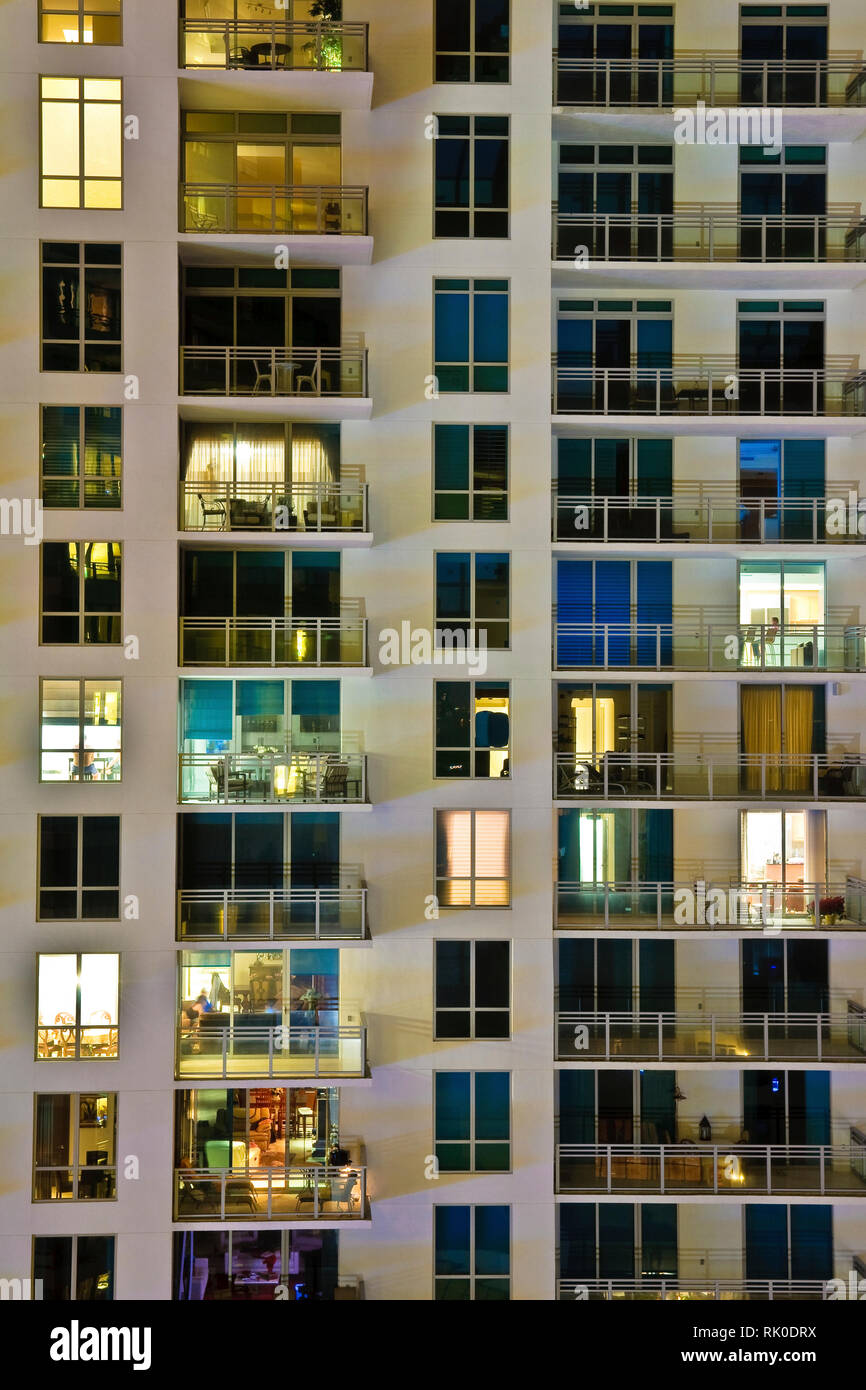 High Rise Condominiums at Night Stock Photo - Alamy