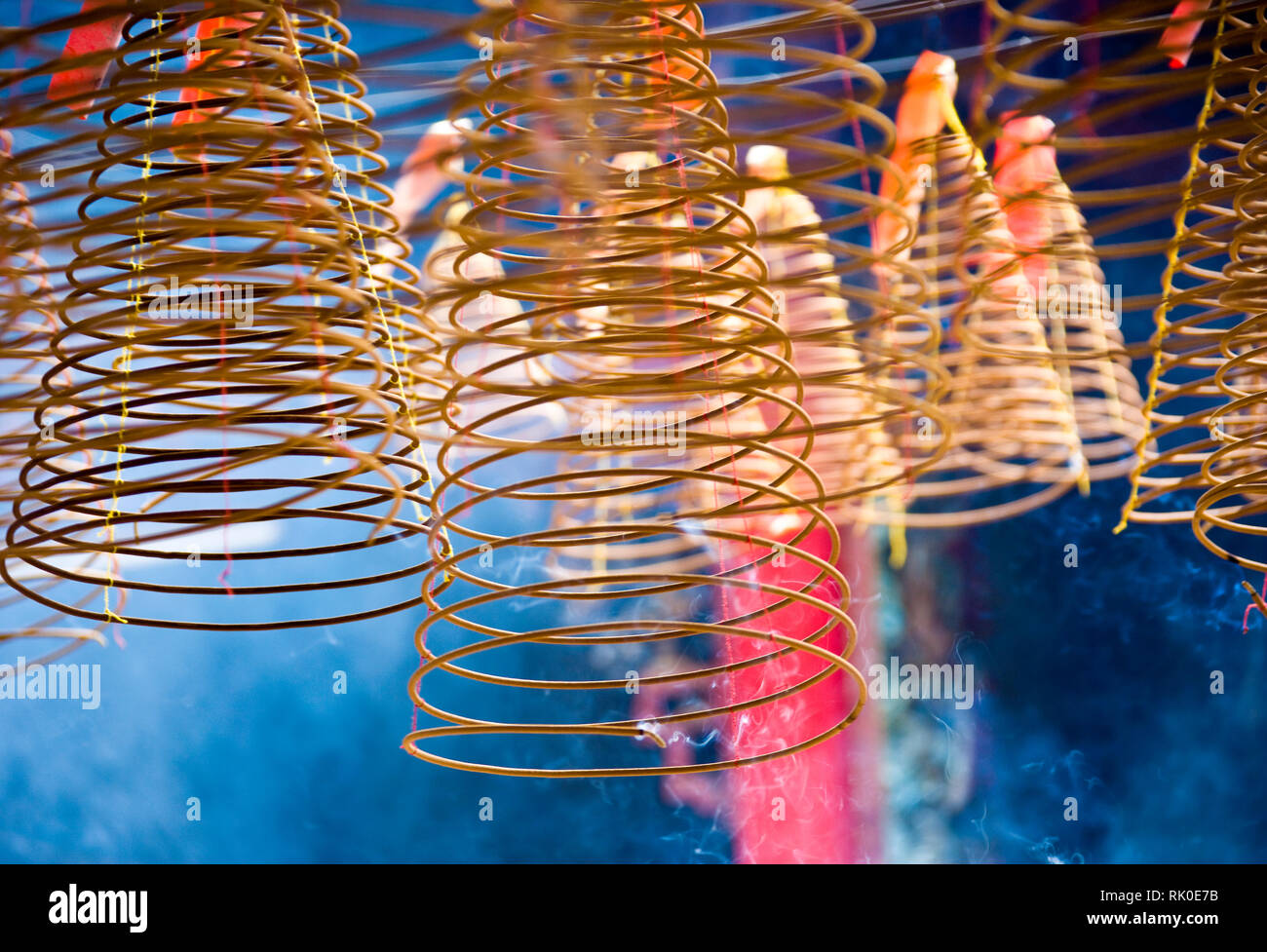 Hanging Incense Coils in Smoke Stock Photo - Alamy