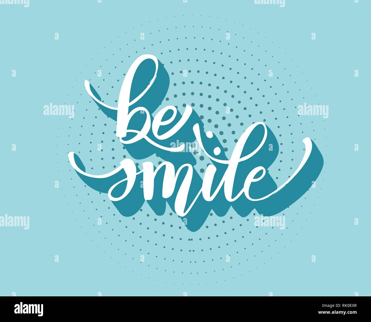 Be smile greating card hand lettering text, brush ink calligraphy ...