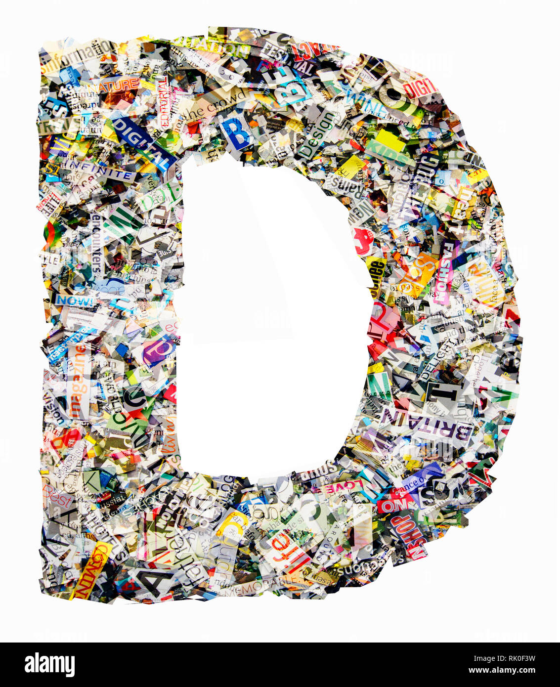 The letter D made from newspaper confetti Stock Photo - Alamy