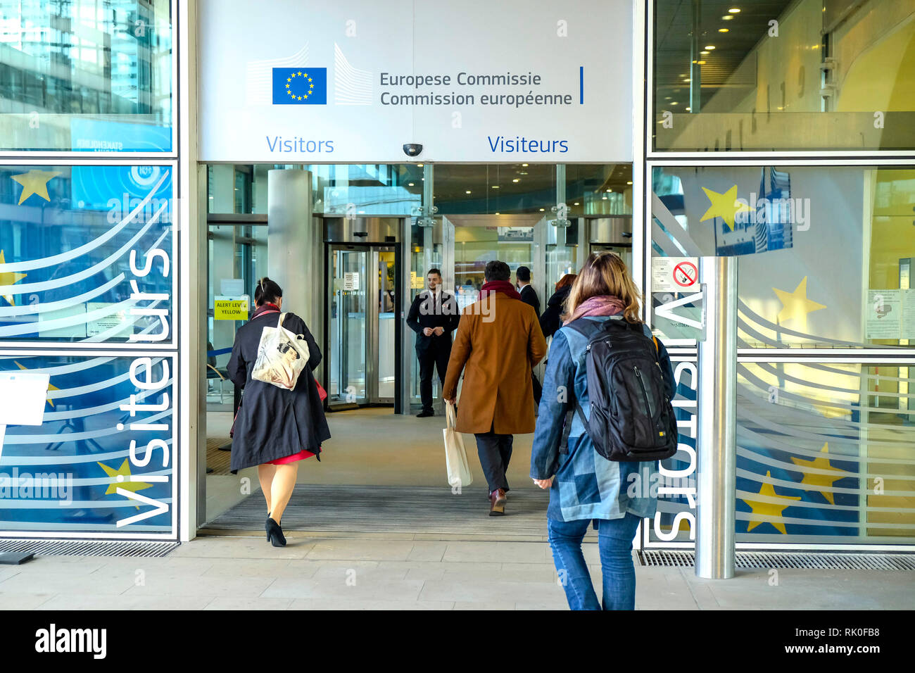 Brussels, Belgium - Visitor's entrance to the building of the European ...