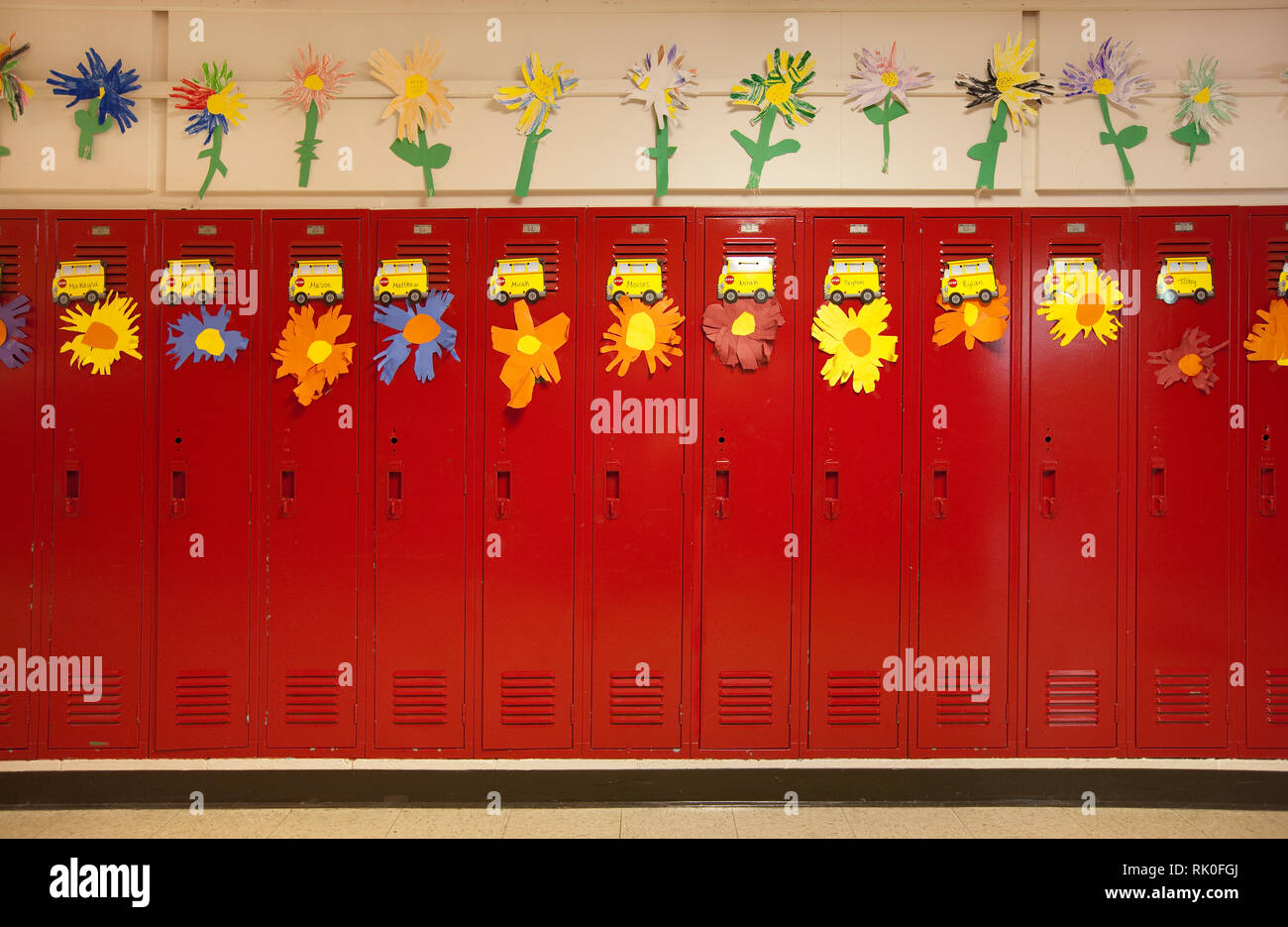 Lockers In A School Hallway Stock Photo - Alamy