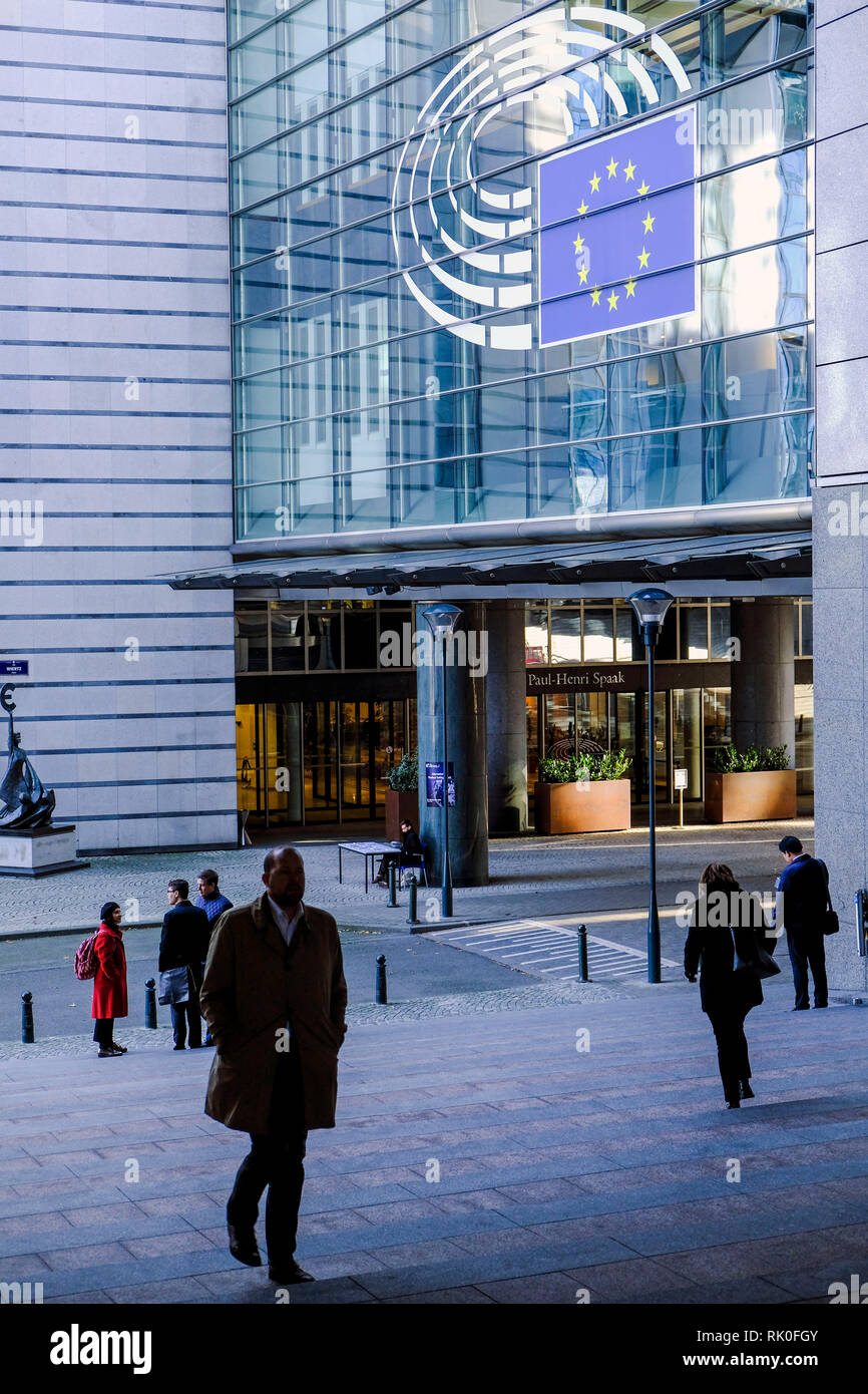 Brussels, Belgium - People in front of the Paul-Henri Spaak building of ...