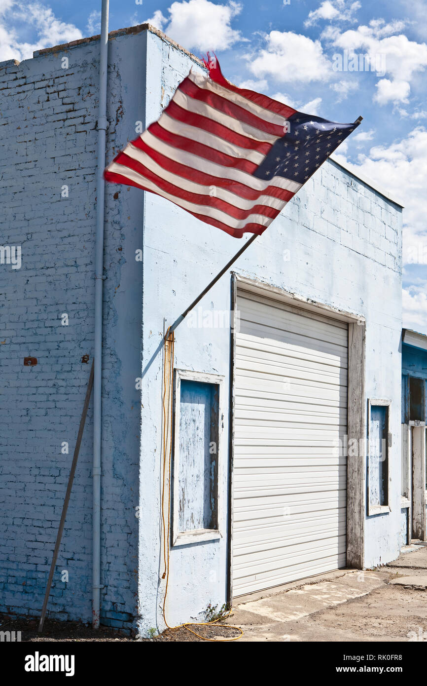 American Flag on an Abandoned Building Stock Photo - Alamy