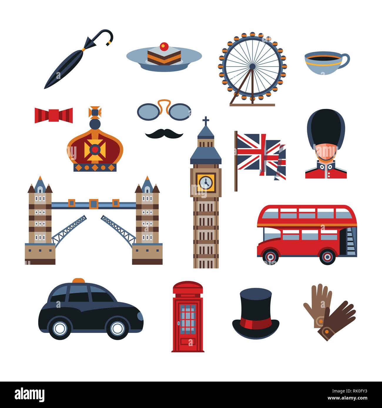 Digital vector london simple icons, flat style infographics Stock ...