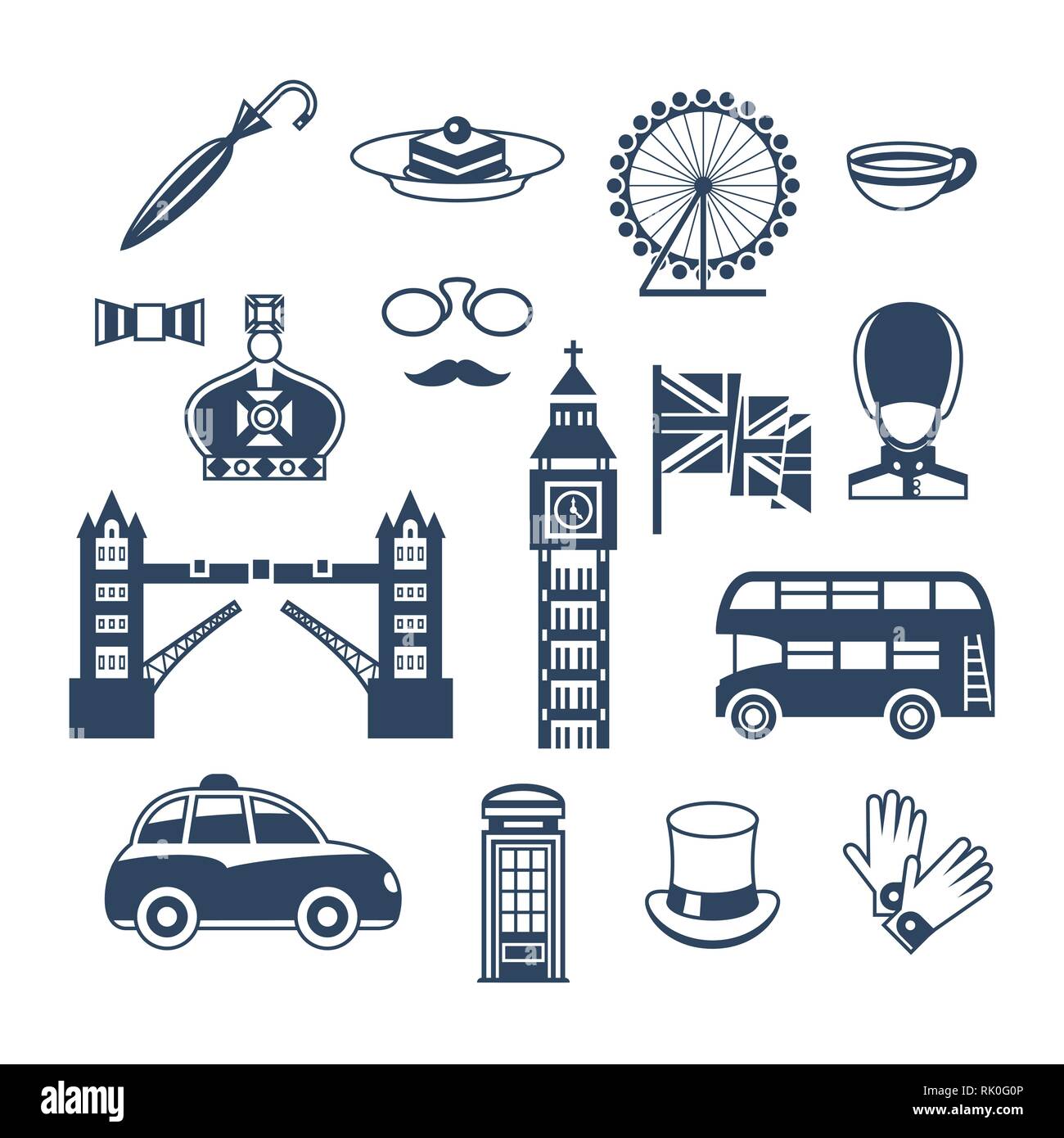 Digital vector london simple icons, flat style infographics Stock ...