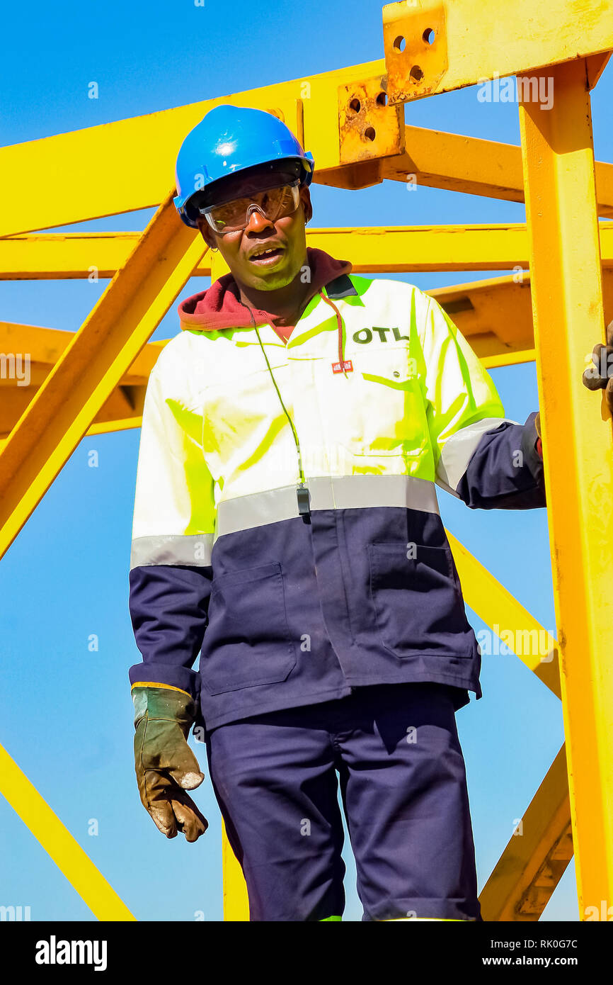 Johannesburg, South Africa - June 05 2010: Construction worker on a ...