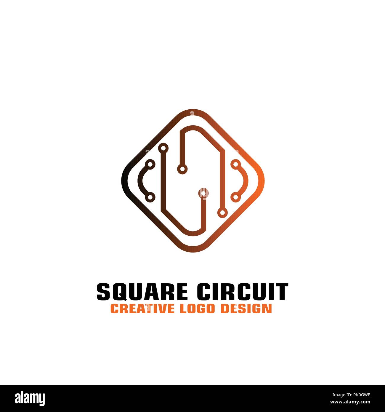 square circuit board. Electronic microprocessor logo vector design ...