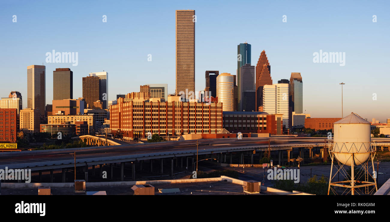 Downtown Houston at Sunrise Stock Photo - Alamy