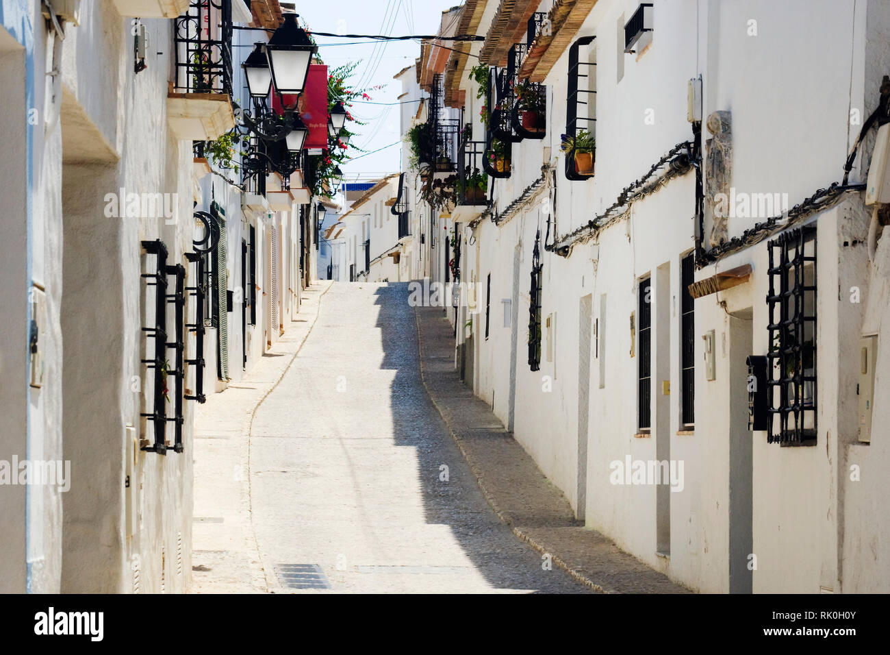 Narrow Street in White Town of Altea Stock Photo - Alamy