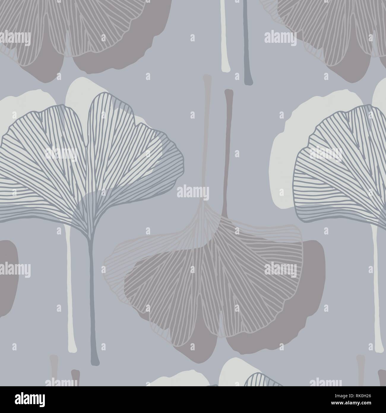 Ginkgo leaves vector pattern in gray colors palette Stock Vector Image ...