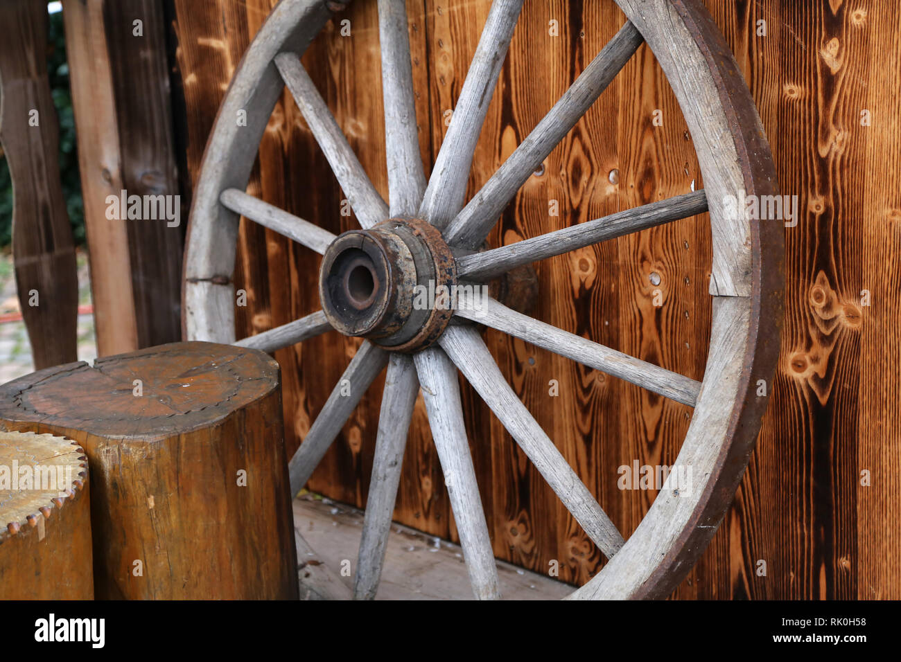 Old wheels / Old wheels from the cart Stock Photo - Alamy