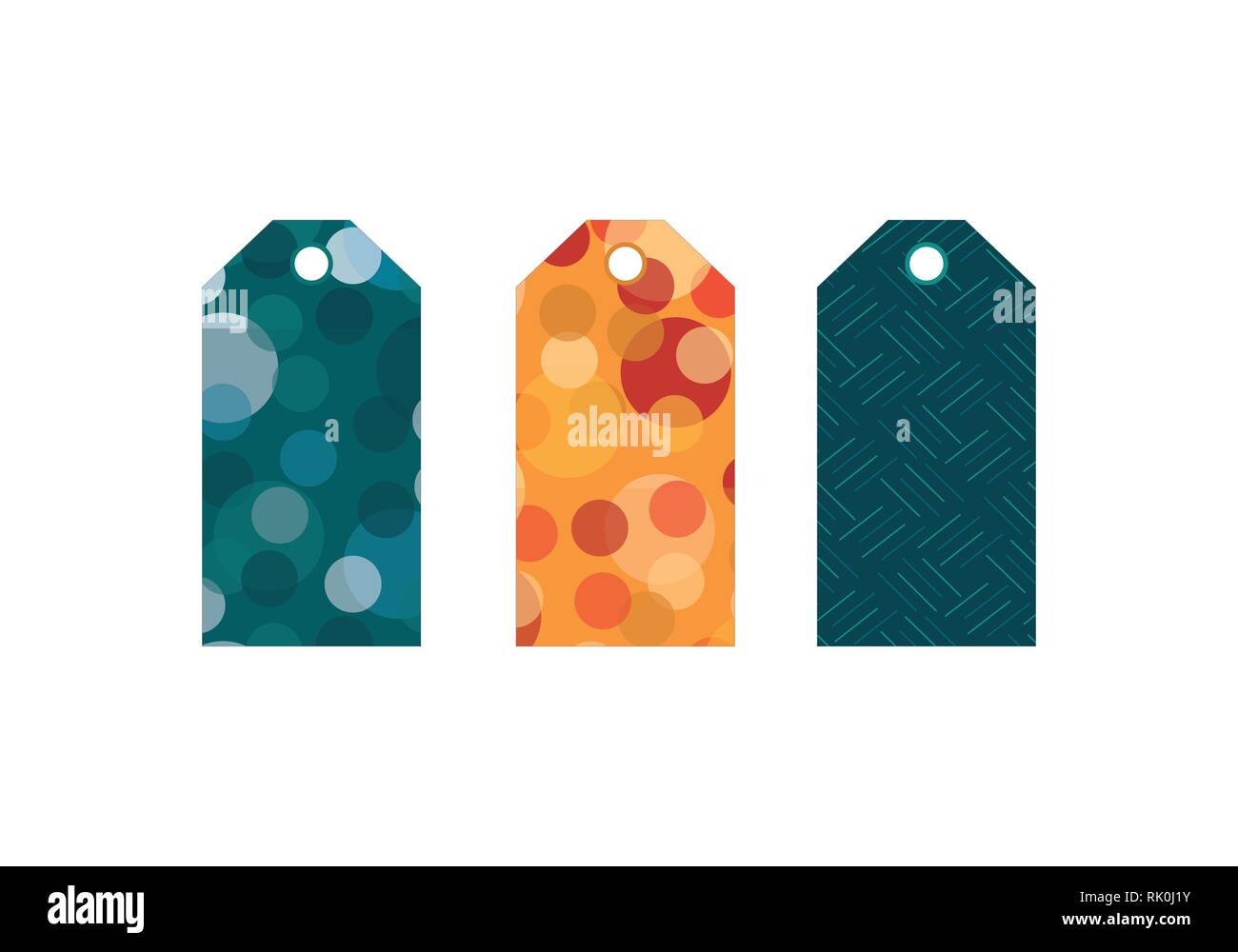 Geometric abstract vector patterns template tag set in teal and orange ...