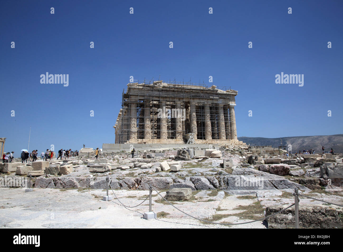 Acropolis Athens Greece Scaffolding on the Parthenon under Restoration Stock Photo - Alamy