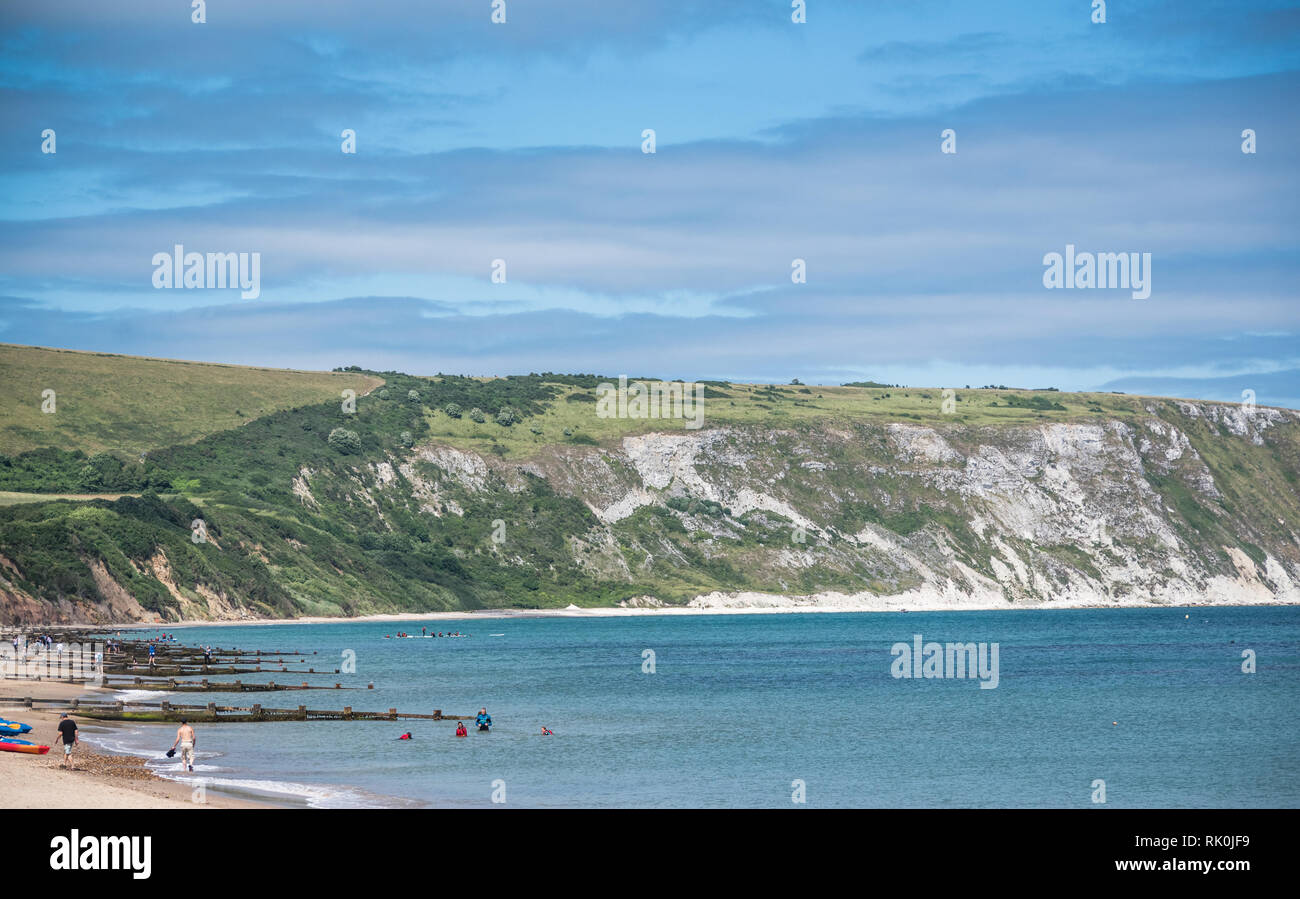 Swanage beach and cliffs Dorset, England Stock Photo - Alamy