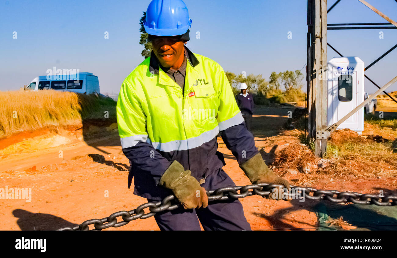 Johannesburg, South Africa - June 08 2010: Construction worker on a ...