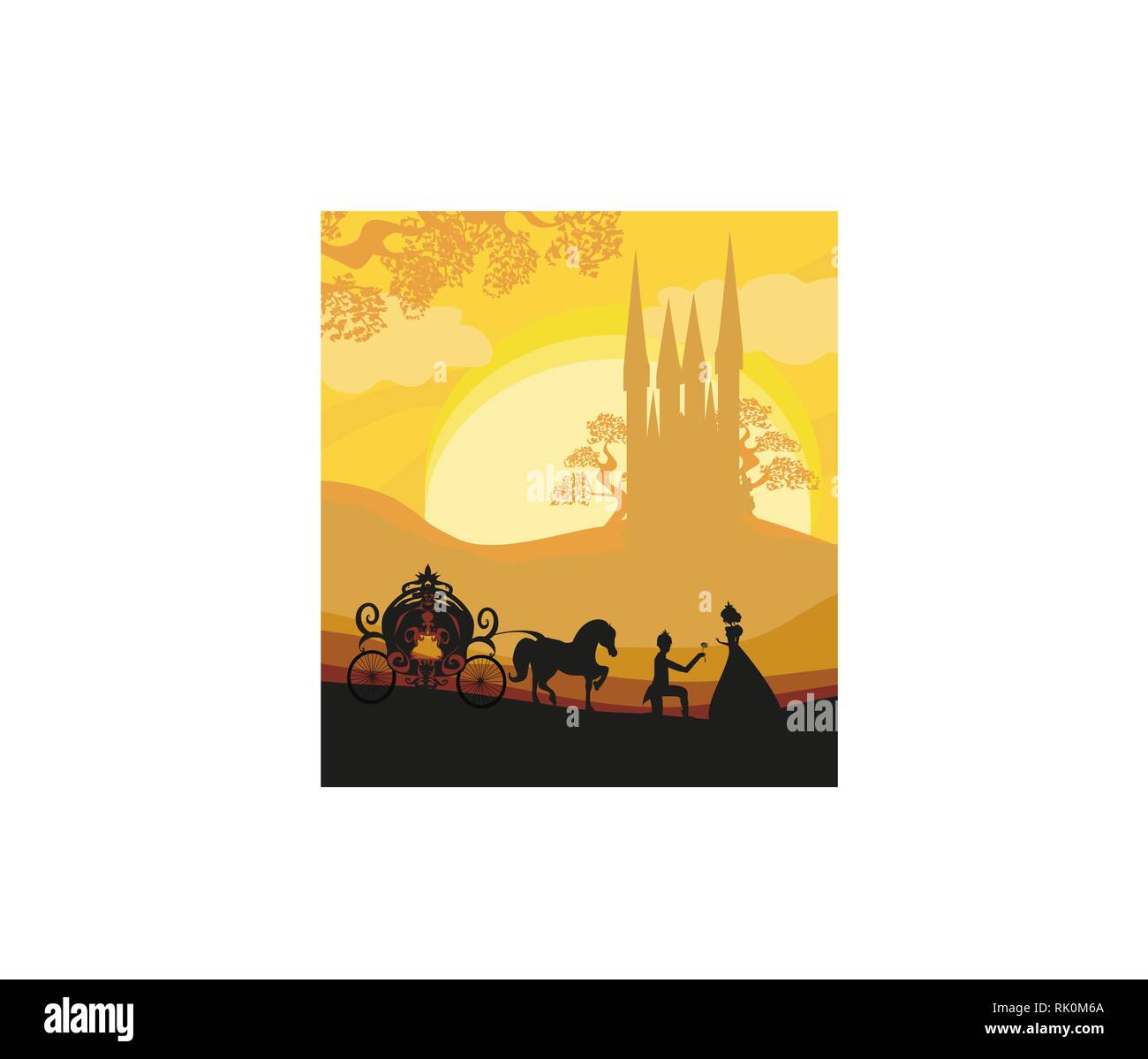 Prince, princess and carriage Stock Vector Image & Art - Alamy