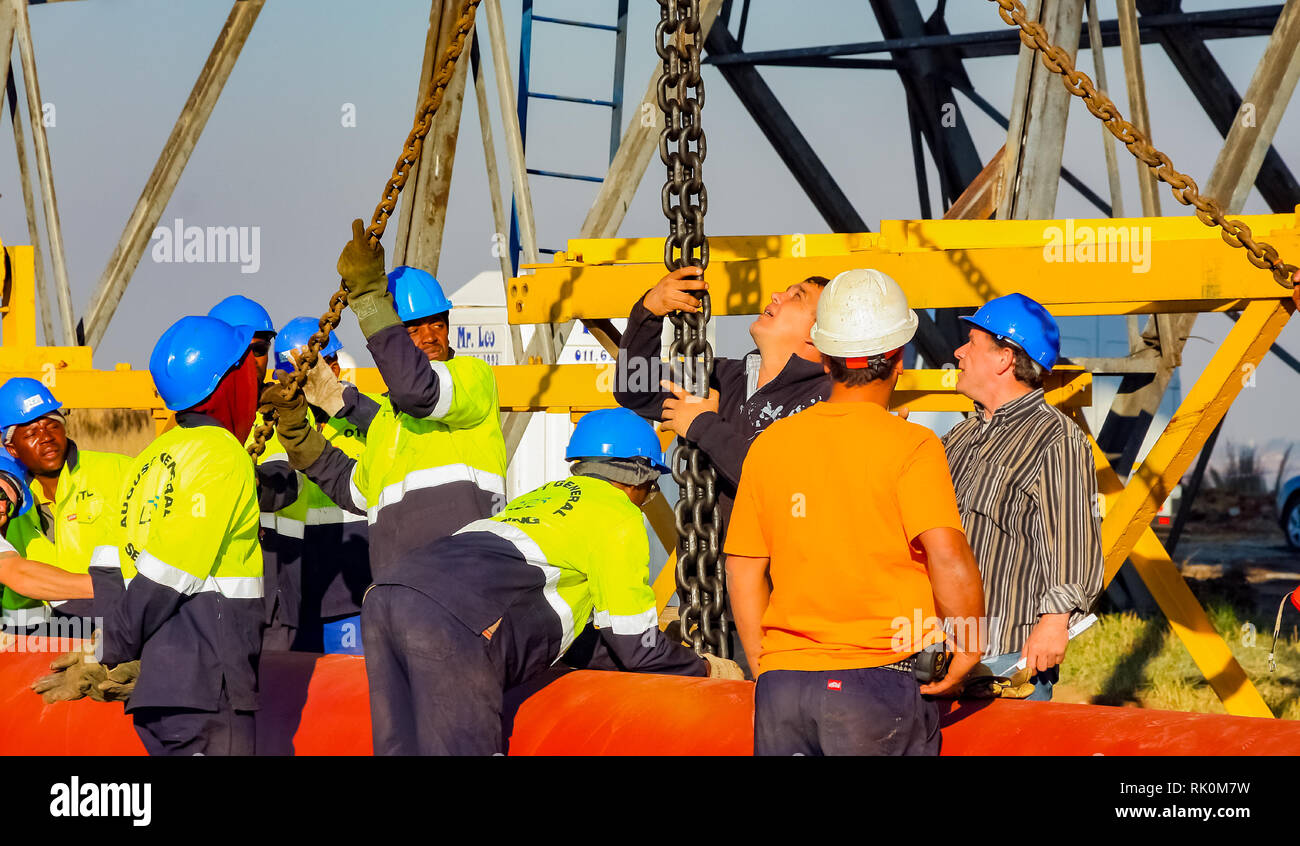 Johannesburg, South Africa - June 08 2010: Construction worker on a ...