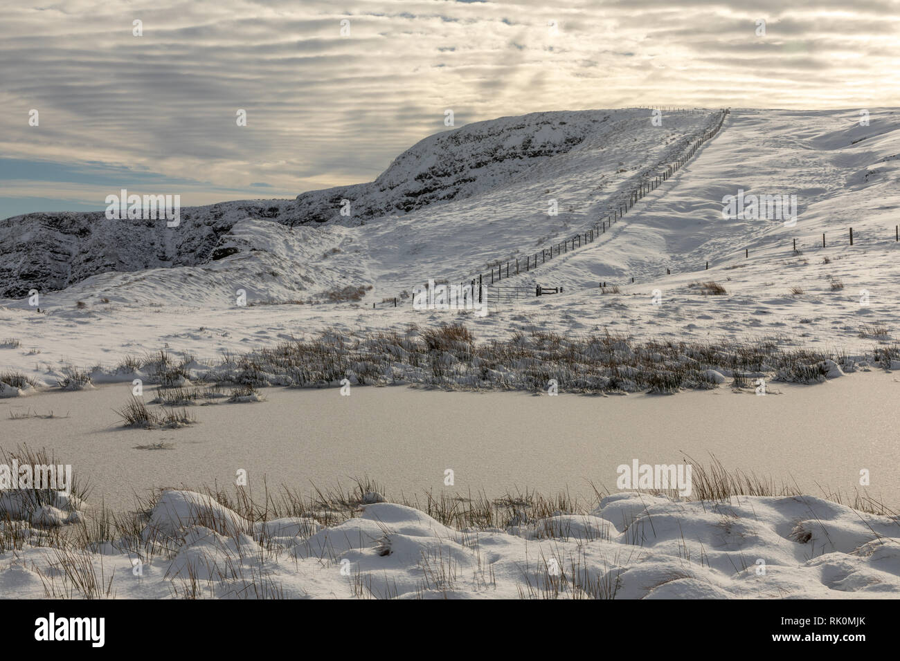 Snow covered scenes in the Brecon Beacons National Park, Wales, UK ...
