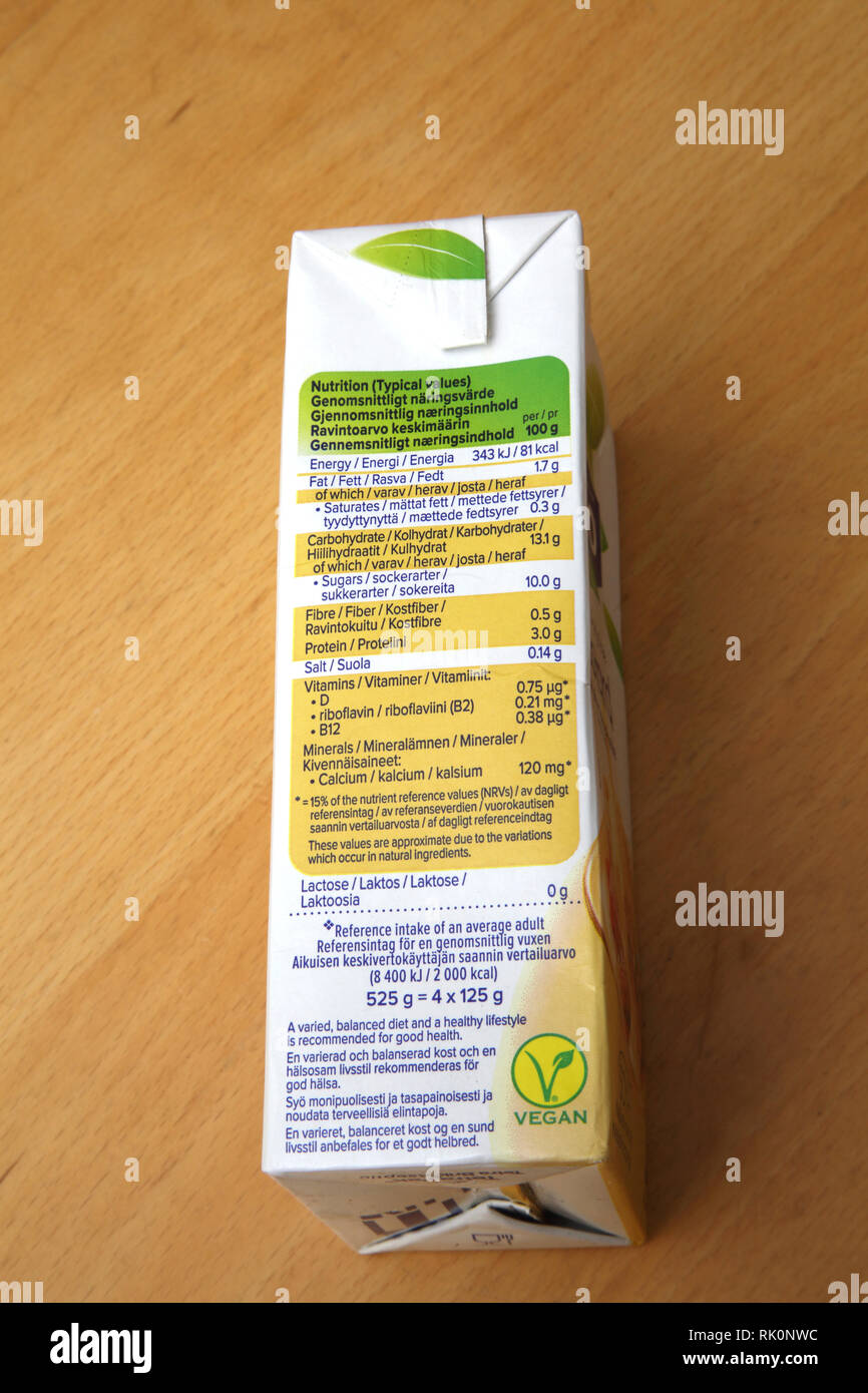 Vegan Alpro Dairy Free Soya Vanilla Custard Stock Photo - Alamy