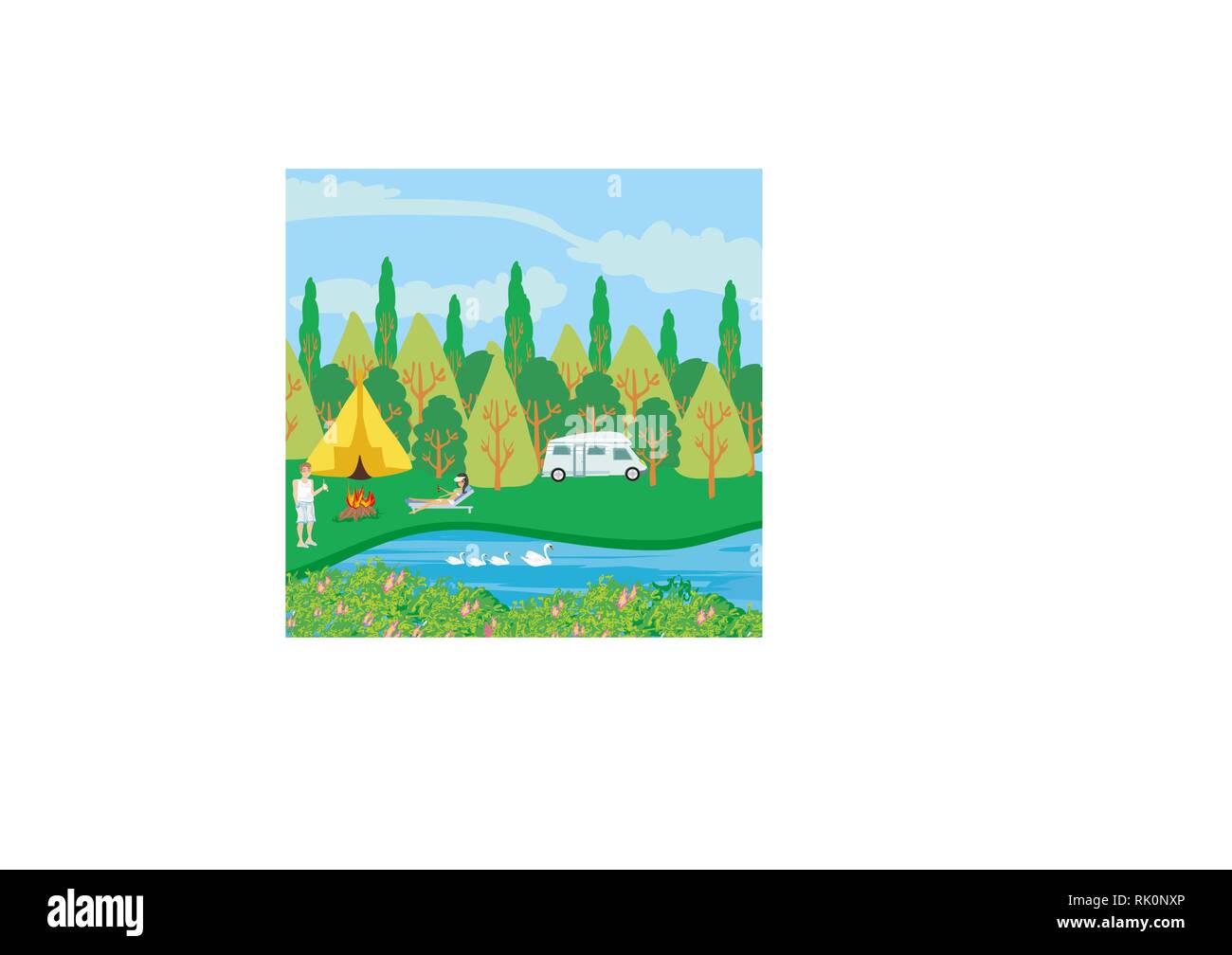 Couple camp fire Cut Out Stock Images & Pictures - Alamy