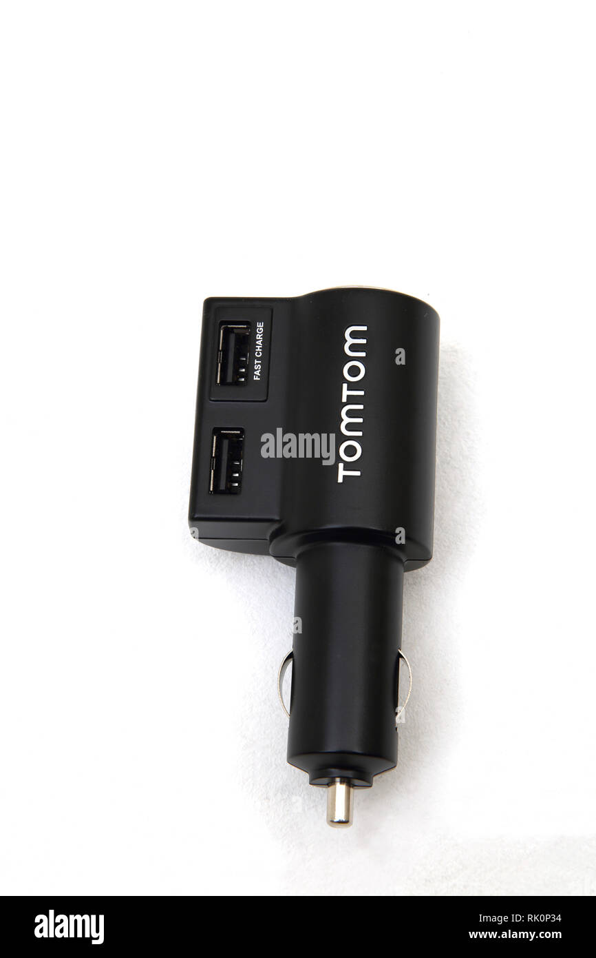 TomTom Fast Universal USB Car Charger For TomTom Sat Nav Stock Photo ...