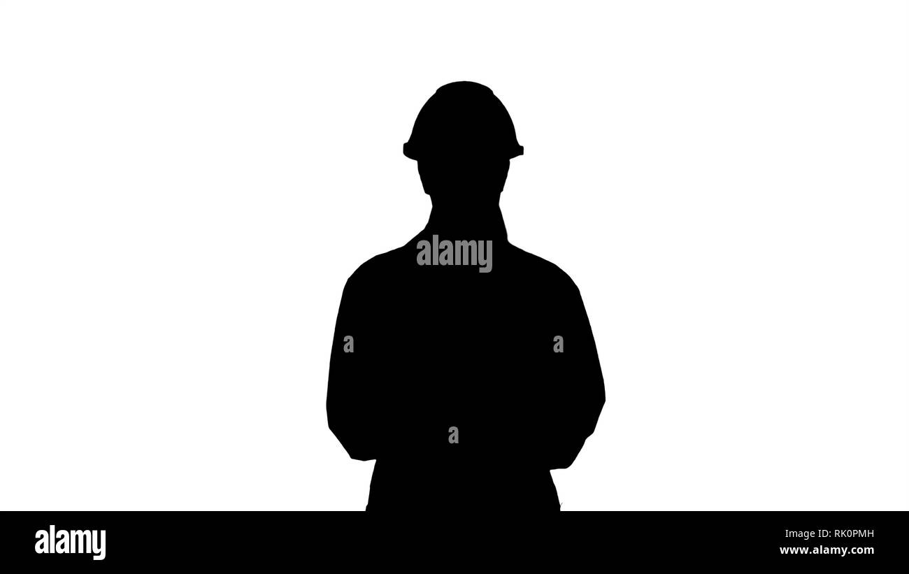 Silhouette Woman engineer writing checklist walking Stock Photo - Alamy