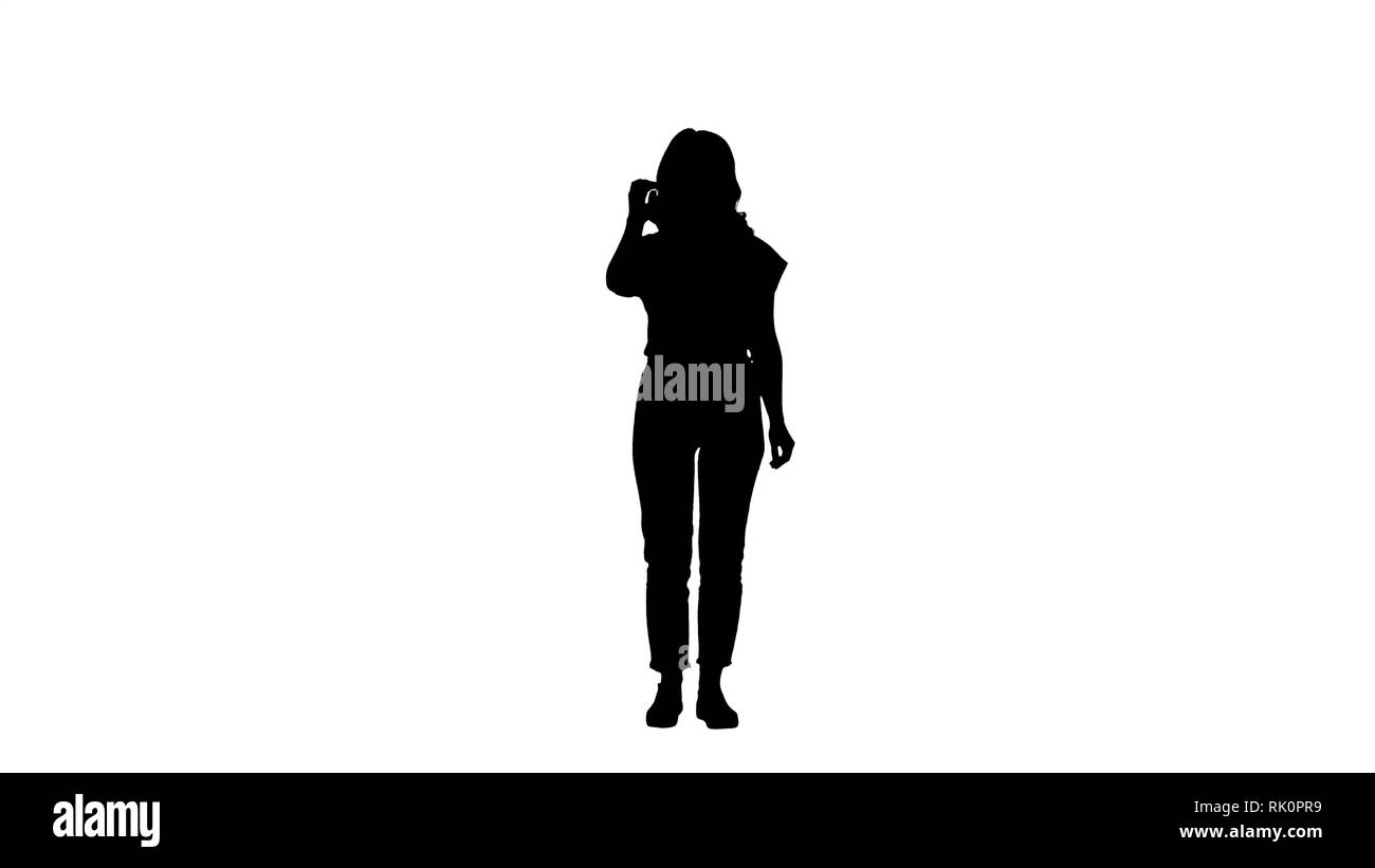 Silhouette Blonde woman preening Stock Photo - Alamy