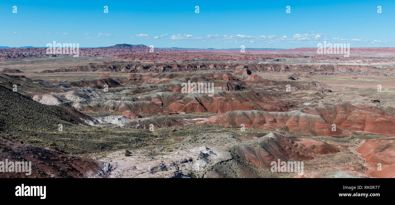 Panoramic view of the colorful peaks, canyons, and valleys of the ...