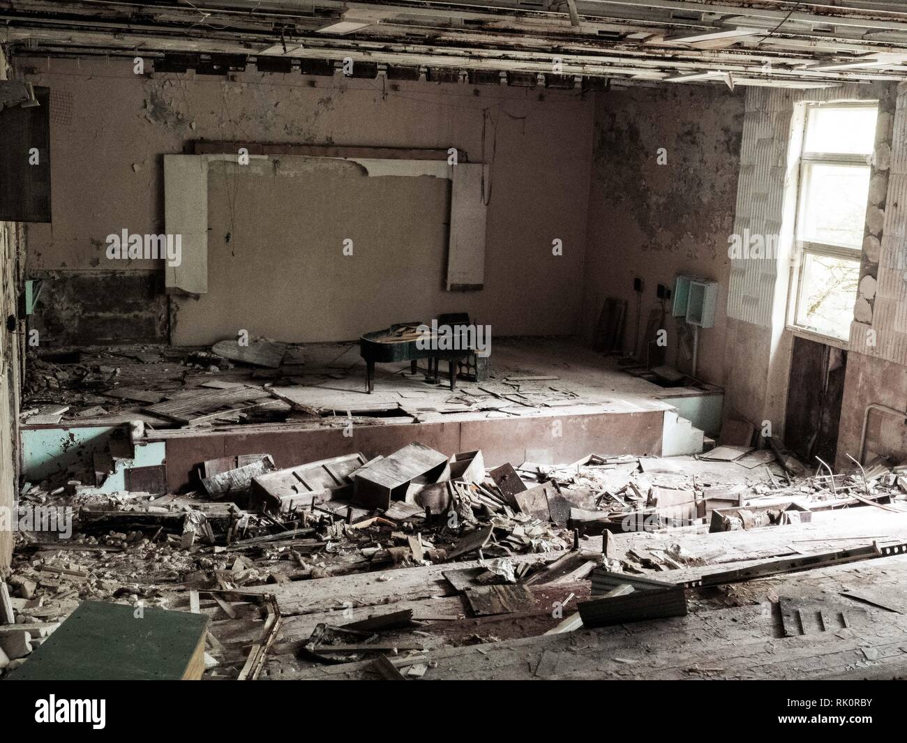 Pripyat city of ghost and playground abadoned cars. Famous Music School ...