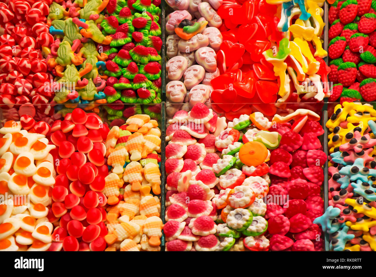 Assorted gummy candies on the street market Stock Photo - Alamy