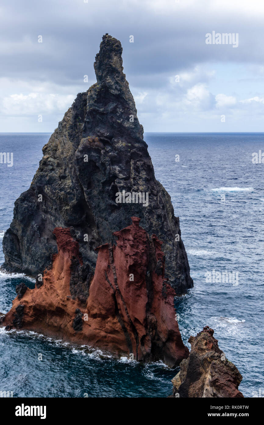Rocks and cliffs at Cabo sao Lorencio Madeira Portugal ocean Stock ...