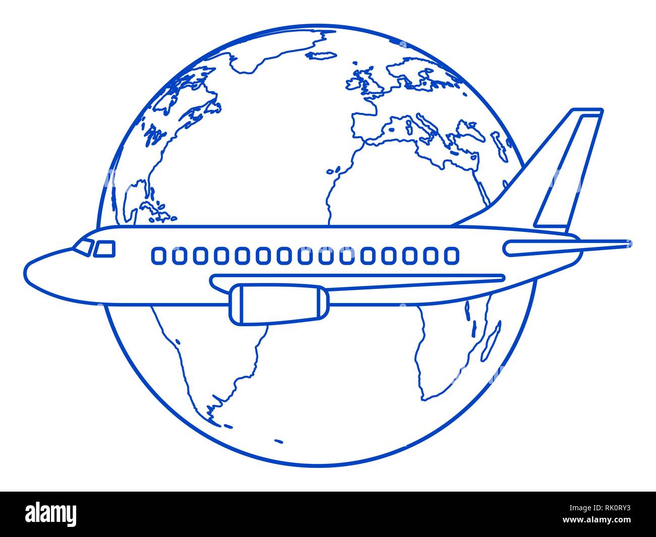 Illustration of the contour aeroplane and globe. Elements of this image ...