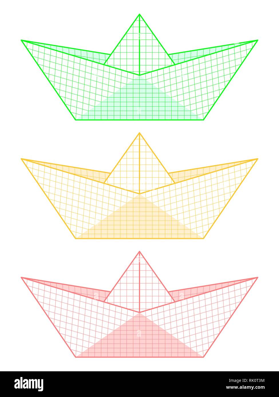 Illustration of the folded paper boat set Stock Vector Image & Art - Alamy