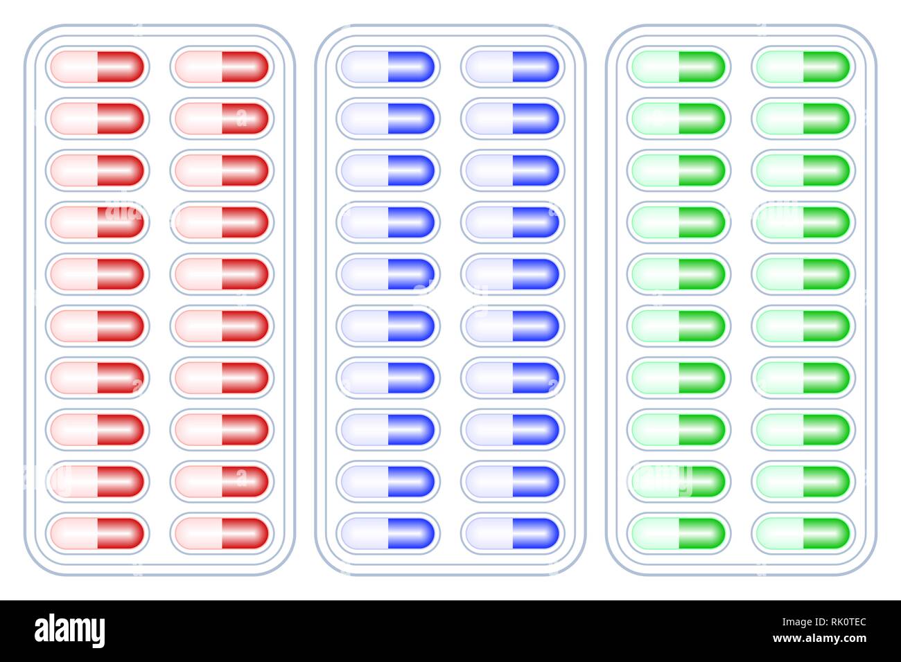 Illustration of the tablets in blister pack set Stock Vector Image ...