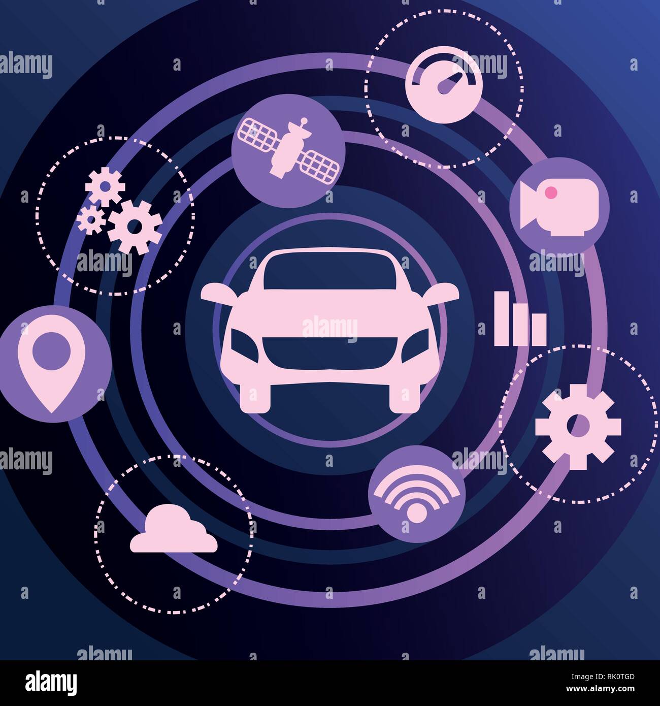 autonomous smart car satellite navigation icons vector illustration ...