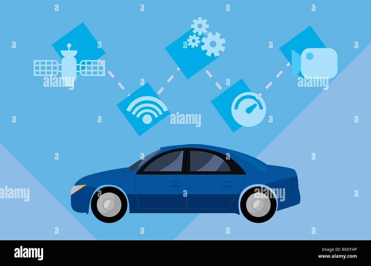 autonomous smart car wireless connection vector illustration Stock ...