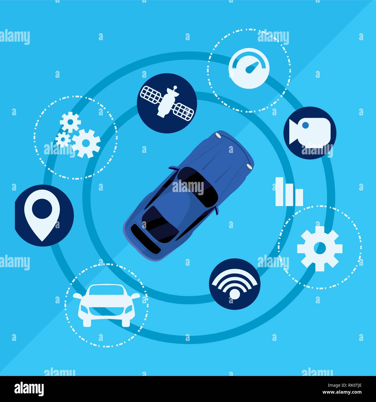 autonomous smart car wireless connection vector illustration Stock ...
