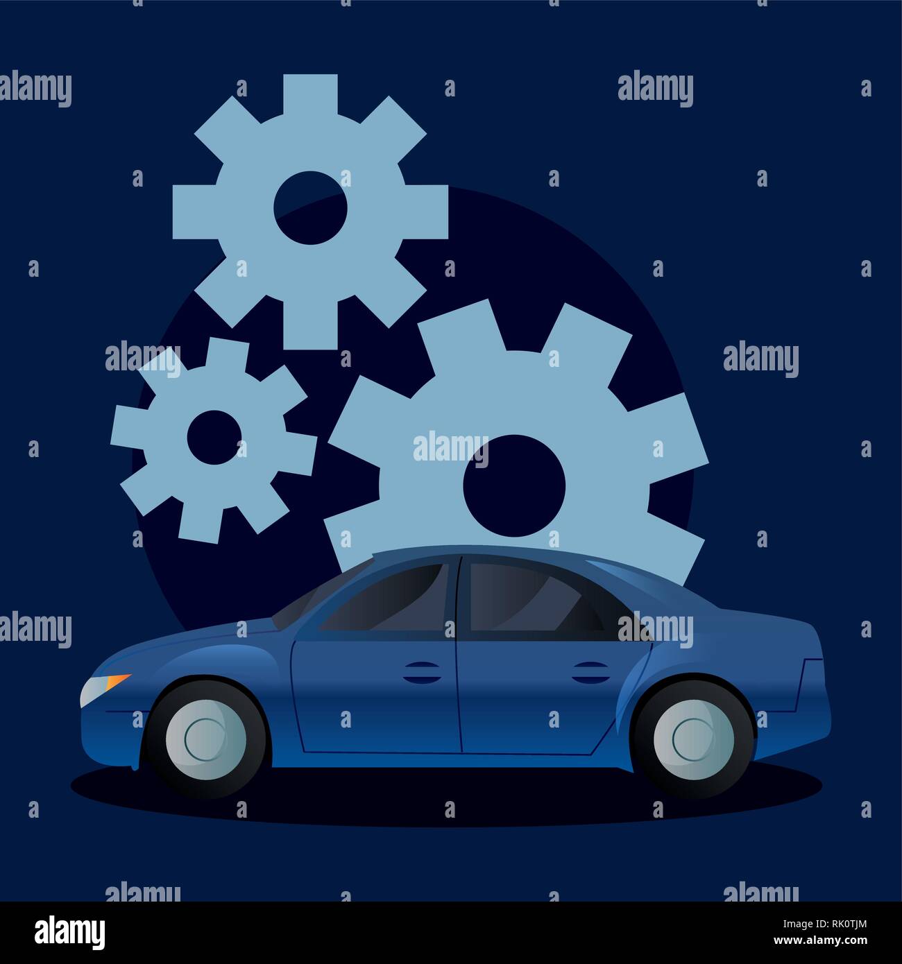 autonomous smart car gears industry vector illustration Stock Vector ...