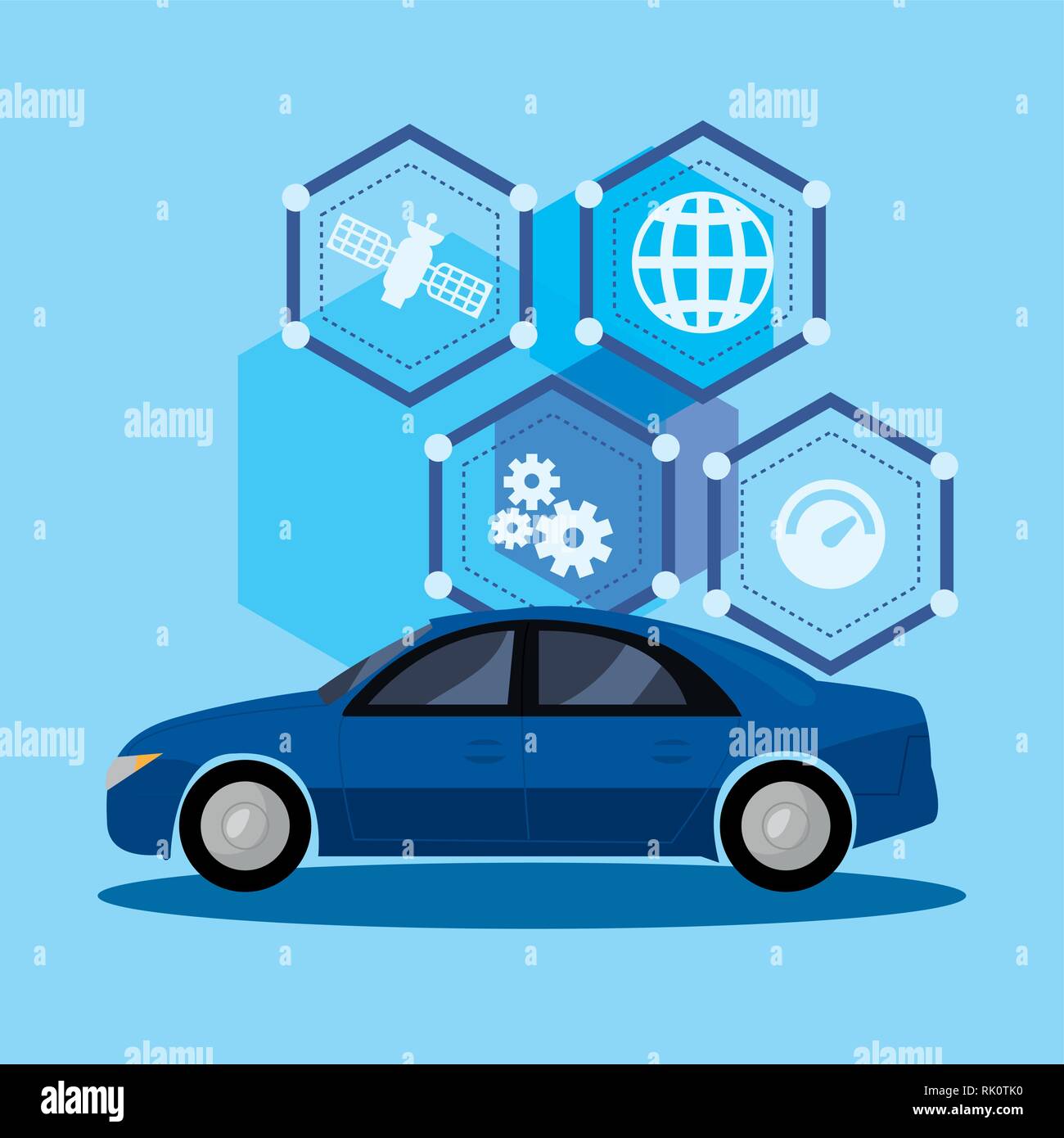 autonomous smart car wireless connection vector illustration Stock ...