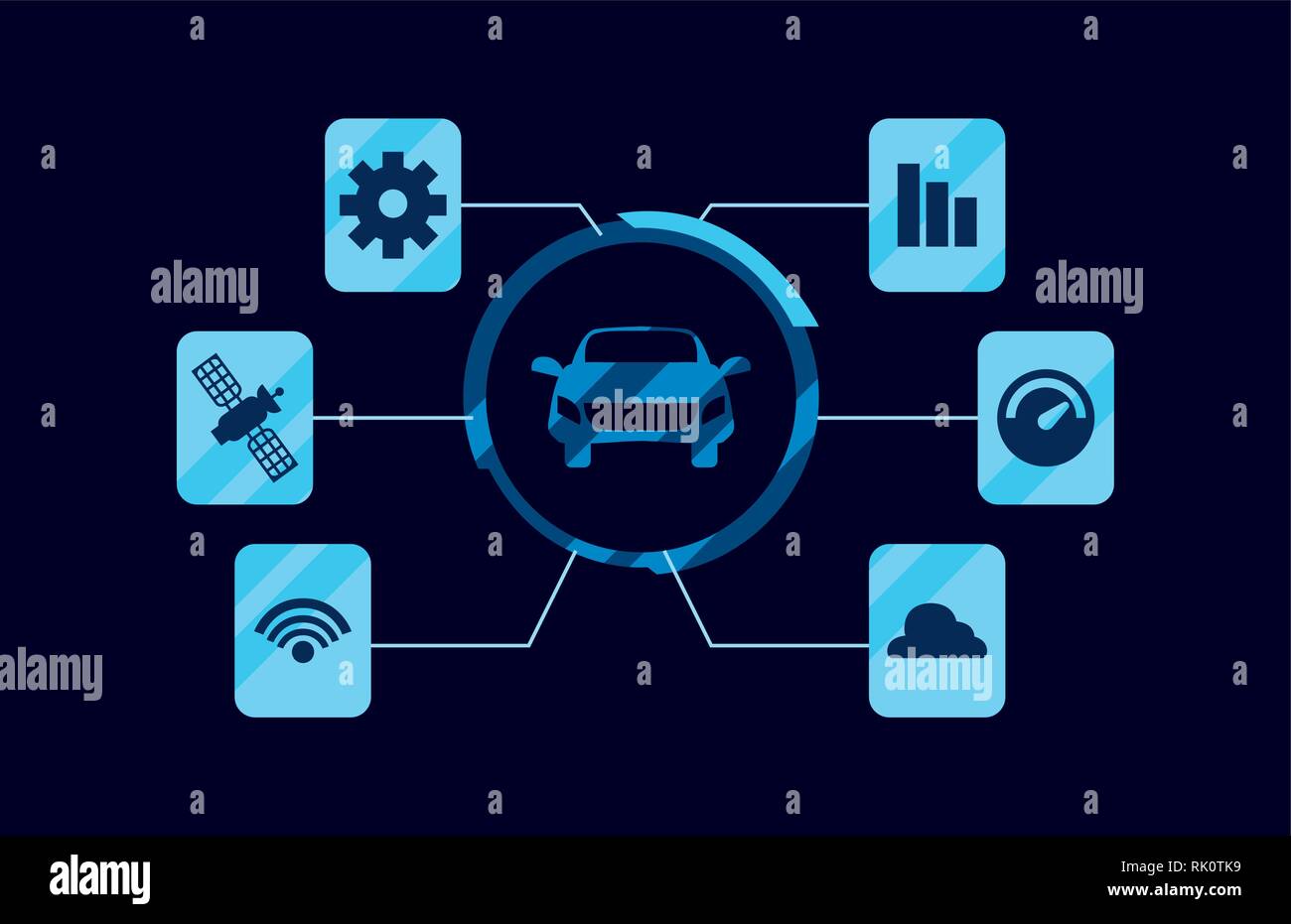 autonomous smart car wireless connection vector illustration Stock ...