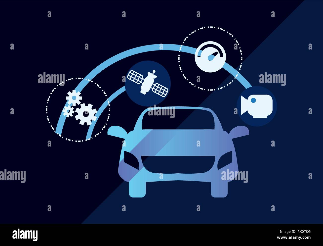 autonomous smart car wireless connection vector illustration Stock ...