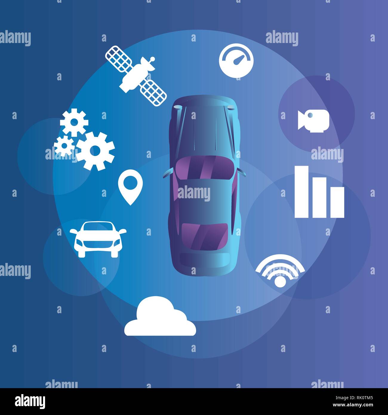 autonomous smart car wireless connection vector illustration Stock ...
