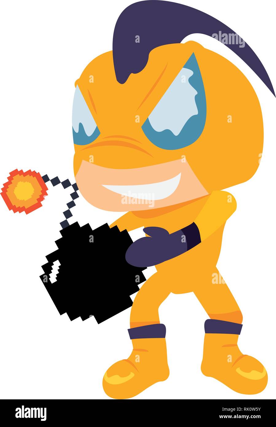villain smiling holding bomb video game vector illustration Stock ...