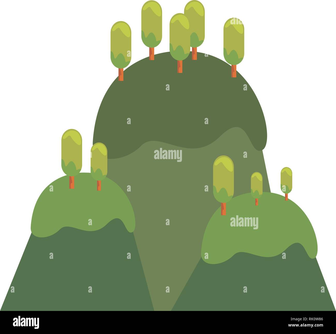trees mountains outdoor nature landscape vector illustration Stock ...
