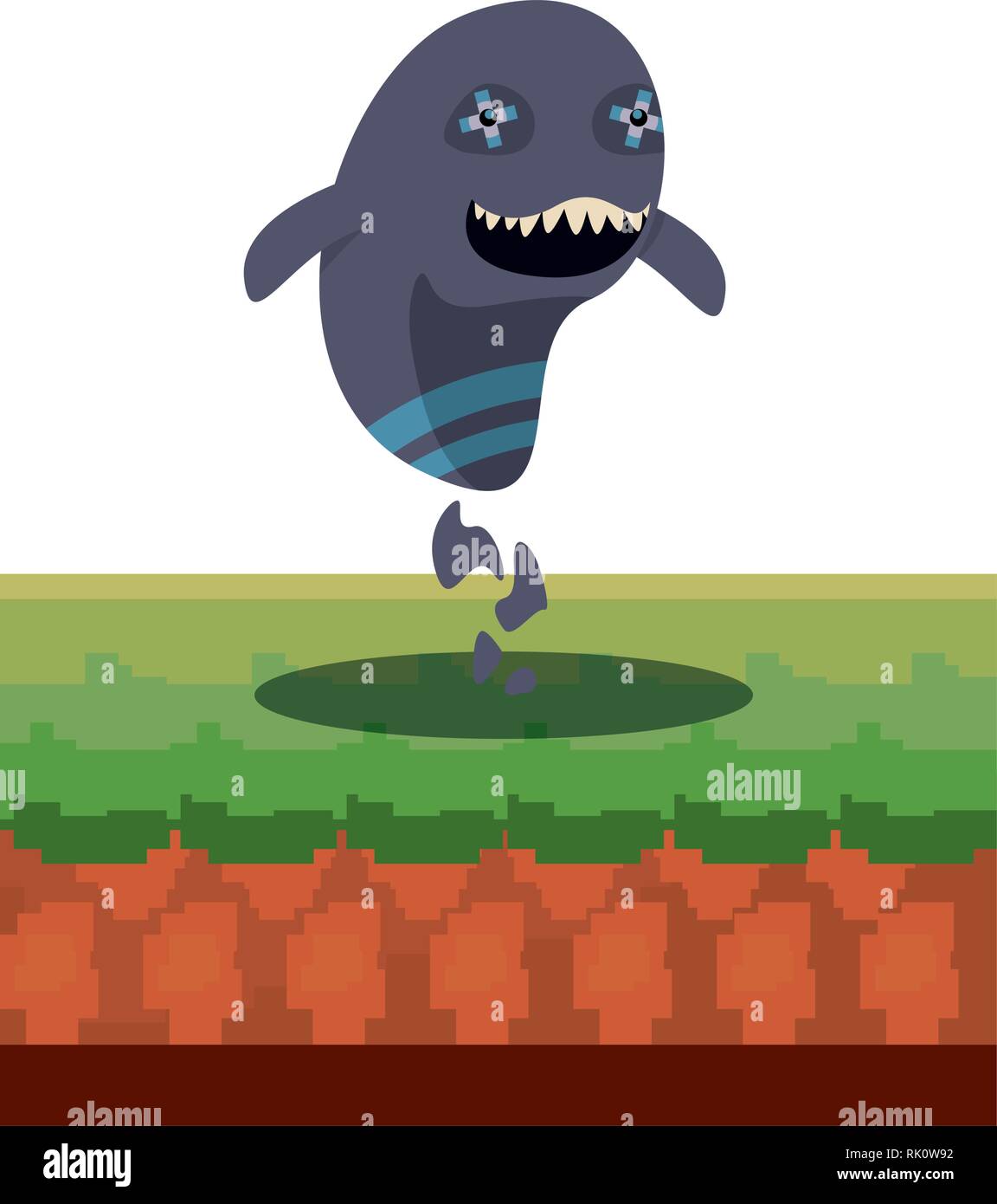 outdoor level monster brick video game vector illustration Stock Vector ...