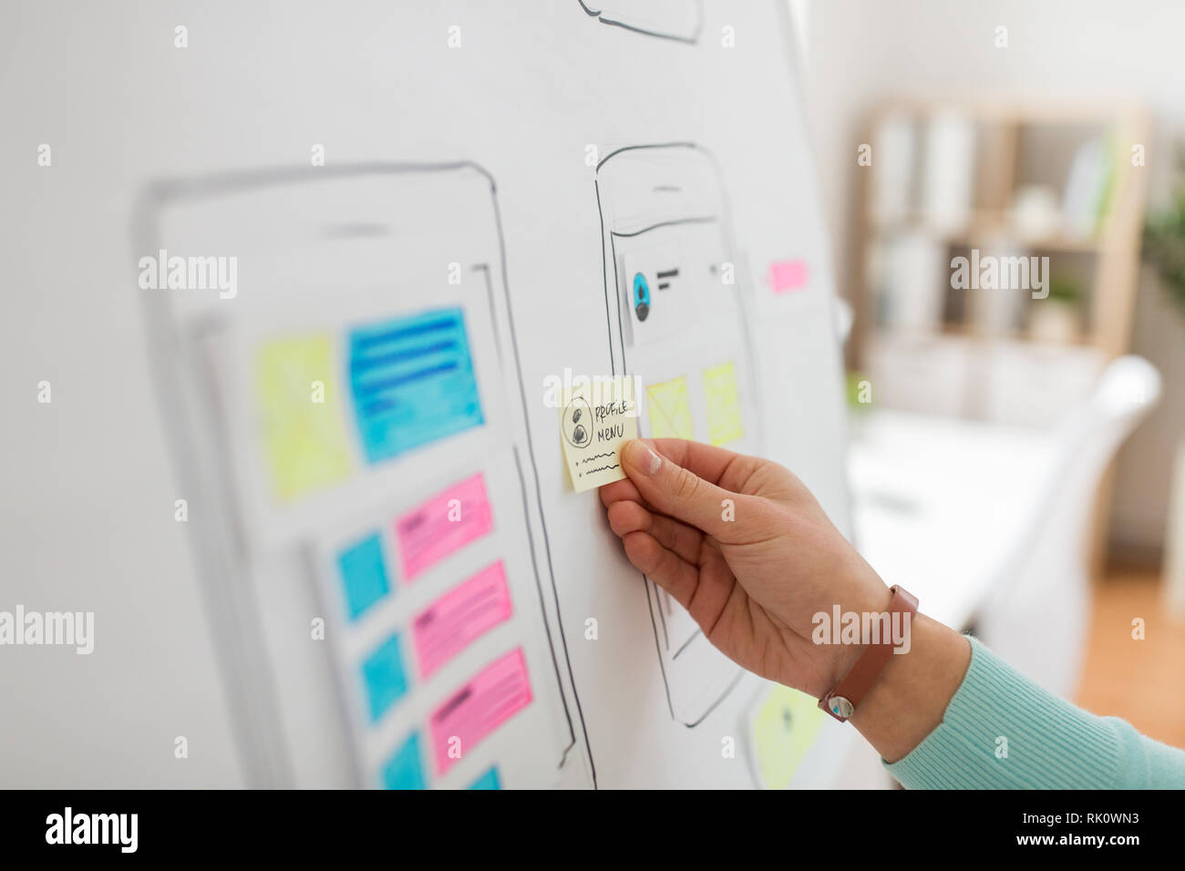hand of developer working on ui design at office Stock Photo - Alamy