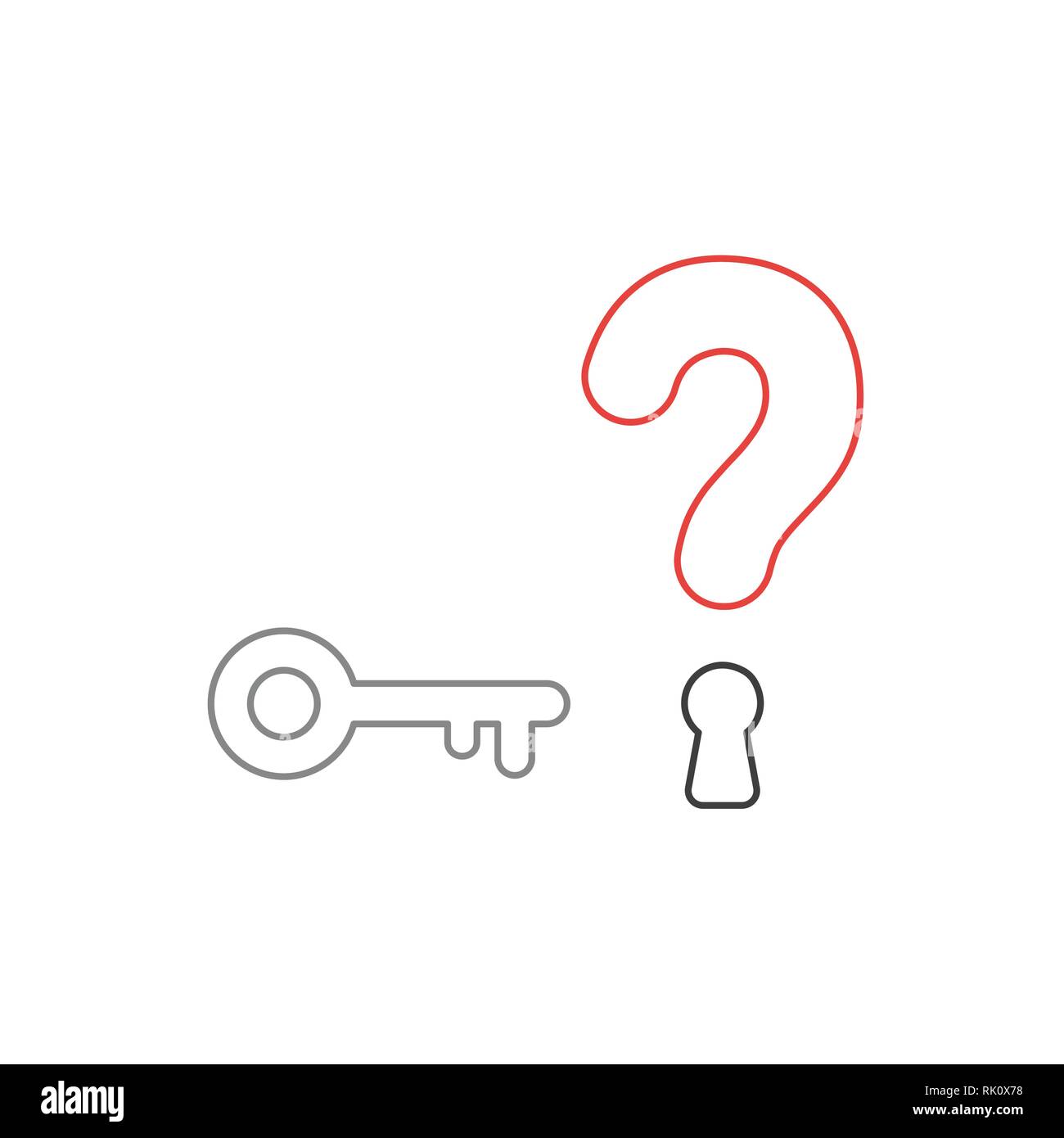 Flat design style vector illustration concept of question mark with key ...