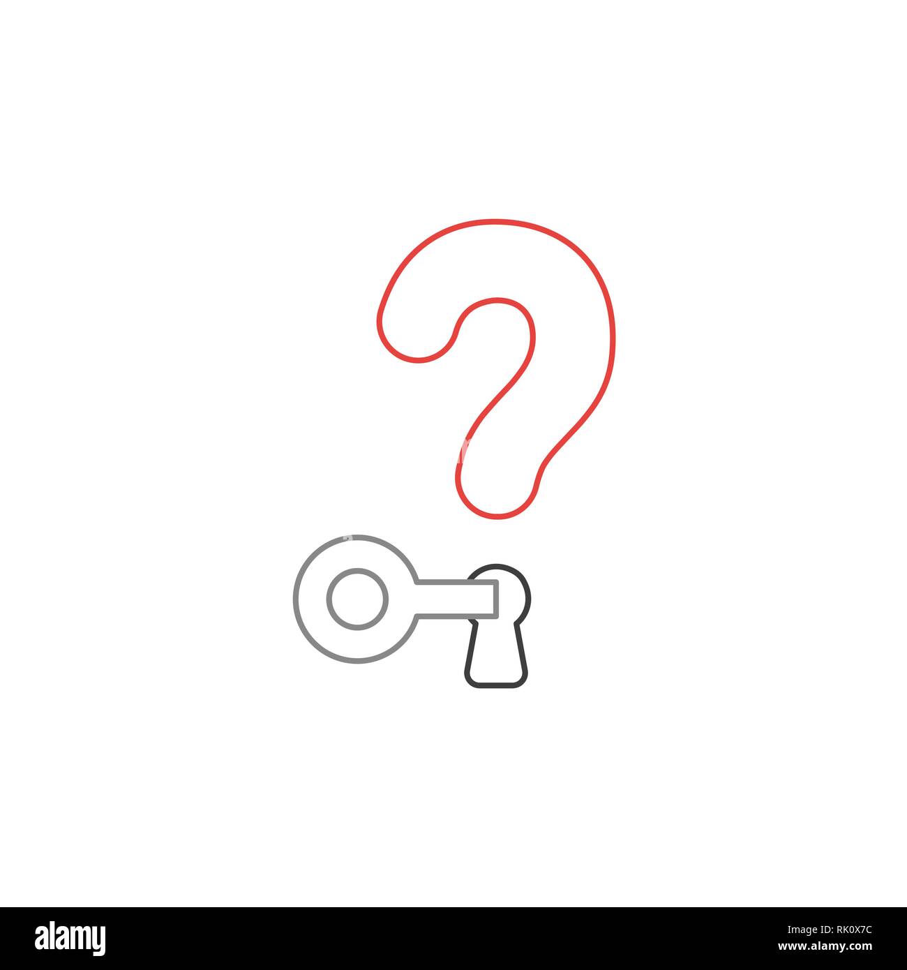 Flat design style vector illustration concept of question mark with key ...