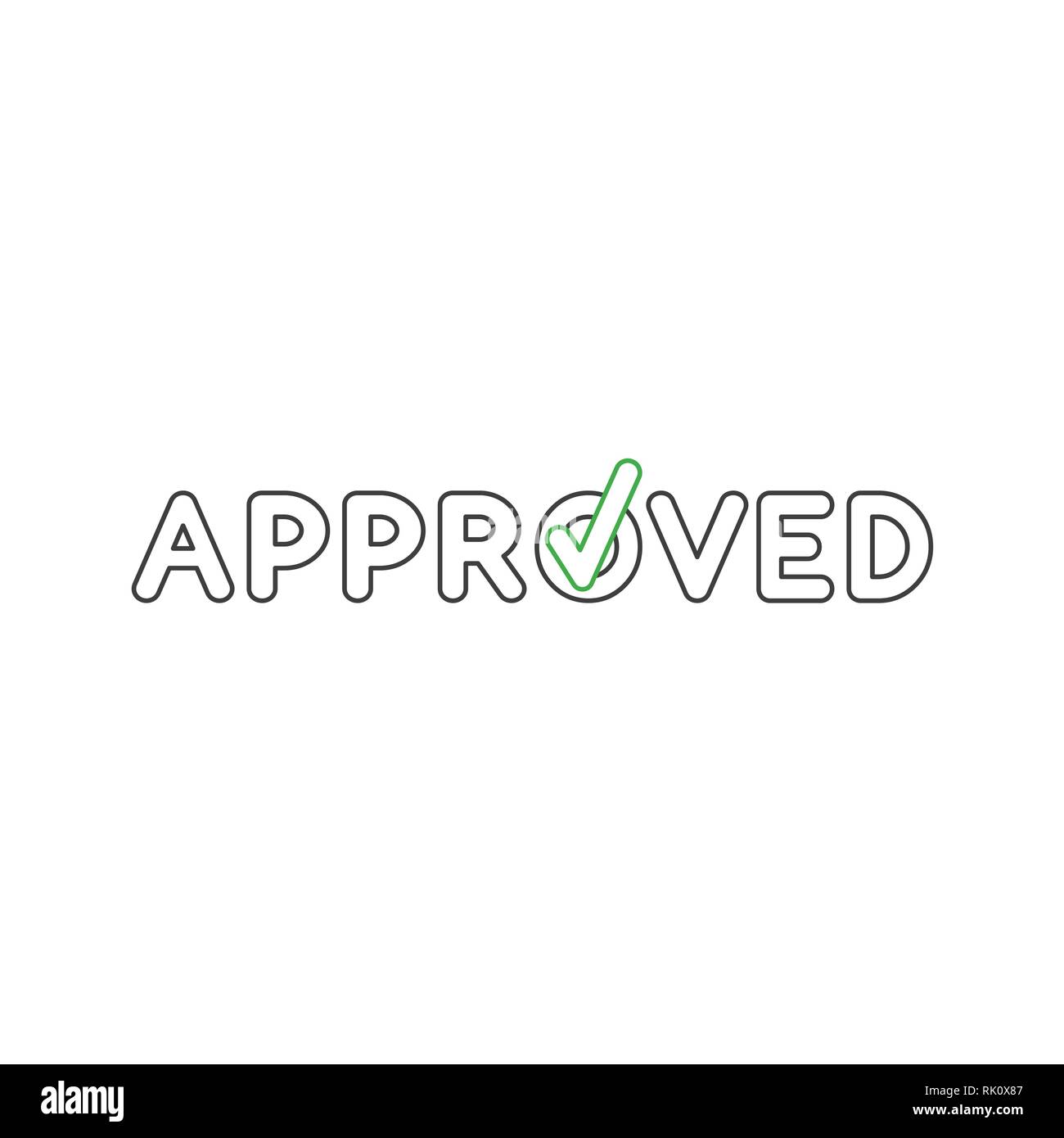 Flat design style vector illustration concept of approved text with ...